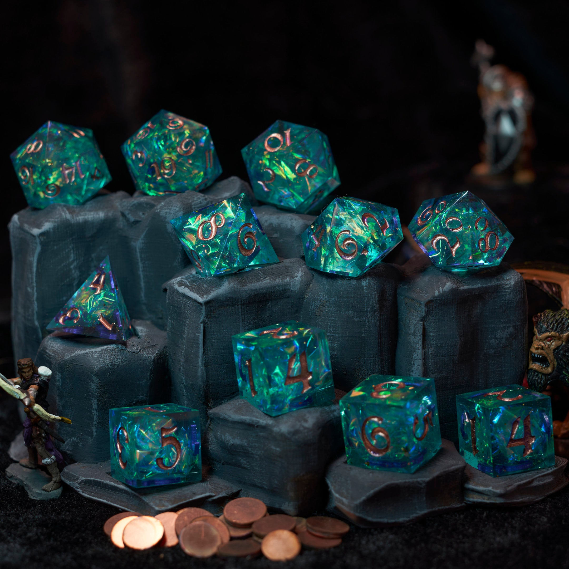 Luxury dice for discriminating gamers: Psyche's Rend – ShinyMathRocks.Shop